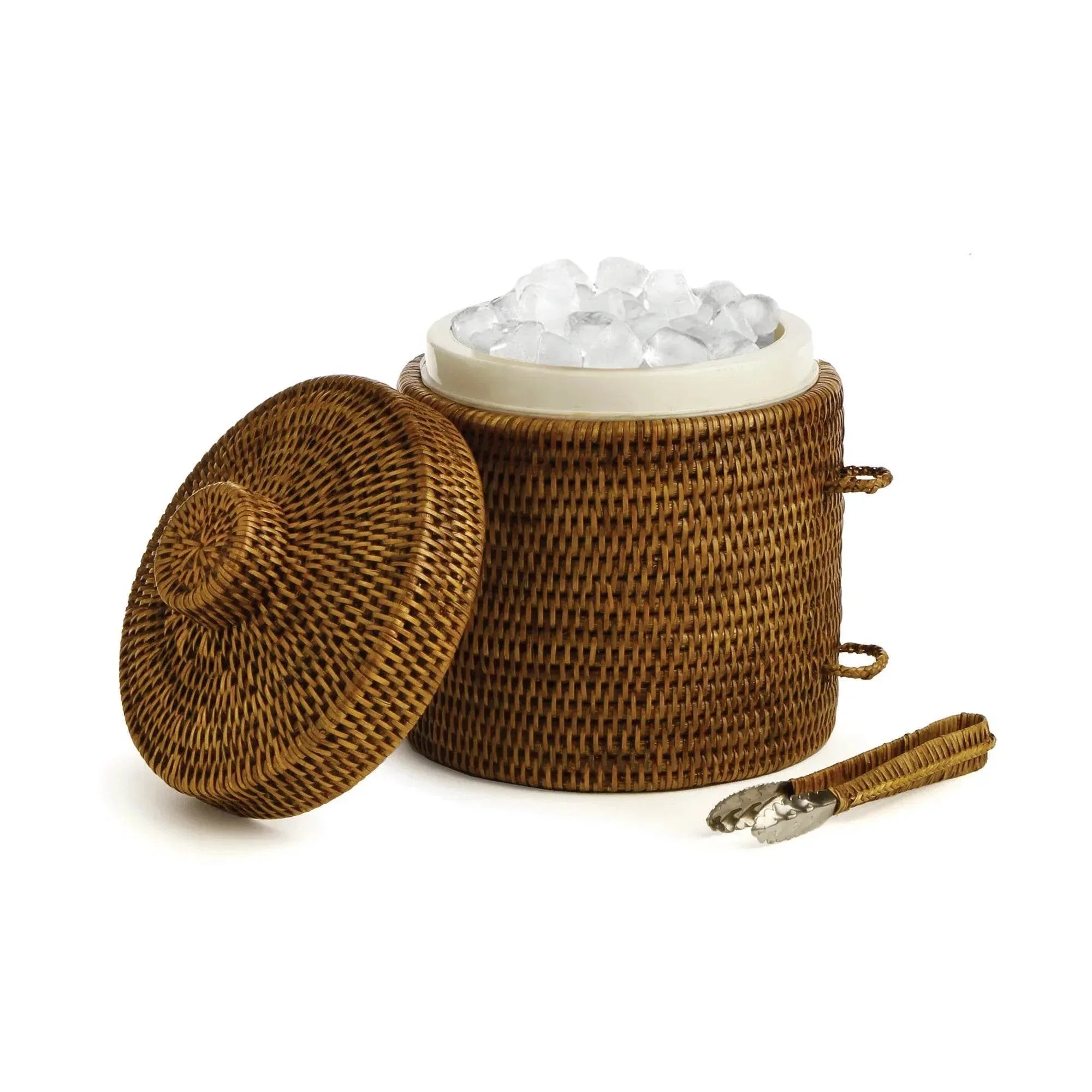 Handmade Burma Rattan Ice Box With Tongs