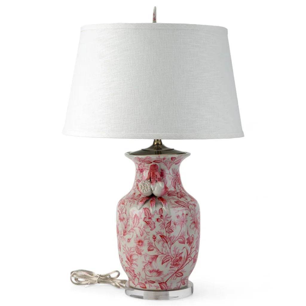 Elegant Pink Porcelain Table Lamp with Brass Details – Delamere Design