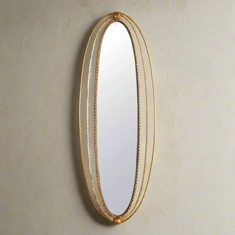Narrow Gold Mirror with Triple Braided Detail
