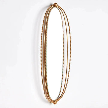Narrow Gold Mirror with Triple Braided Detail