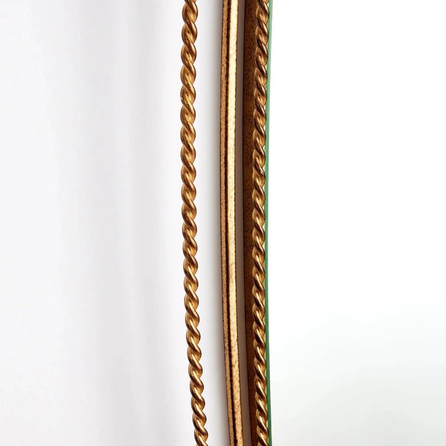 Narrow Gold Mirror with Triple Braided Detail