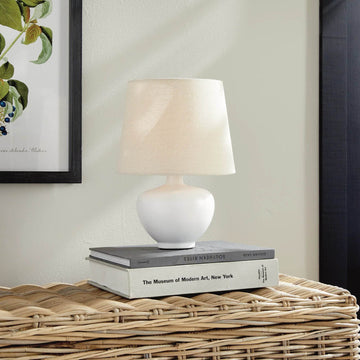 White Mini Ceramic Lamp for Small Spaces – Delamere Design