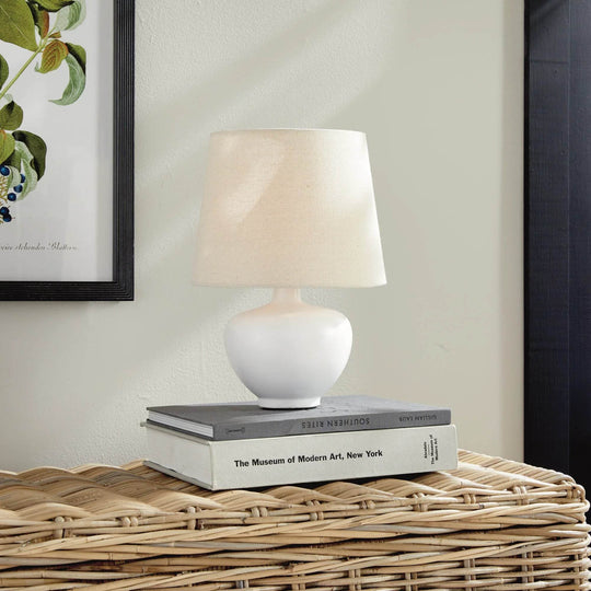 White Mini Ceramic Lamp for Small Spaces – Delamere Design