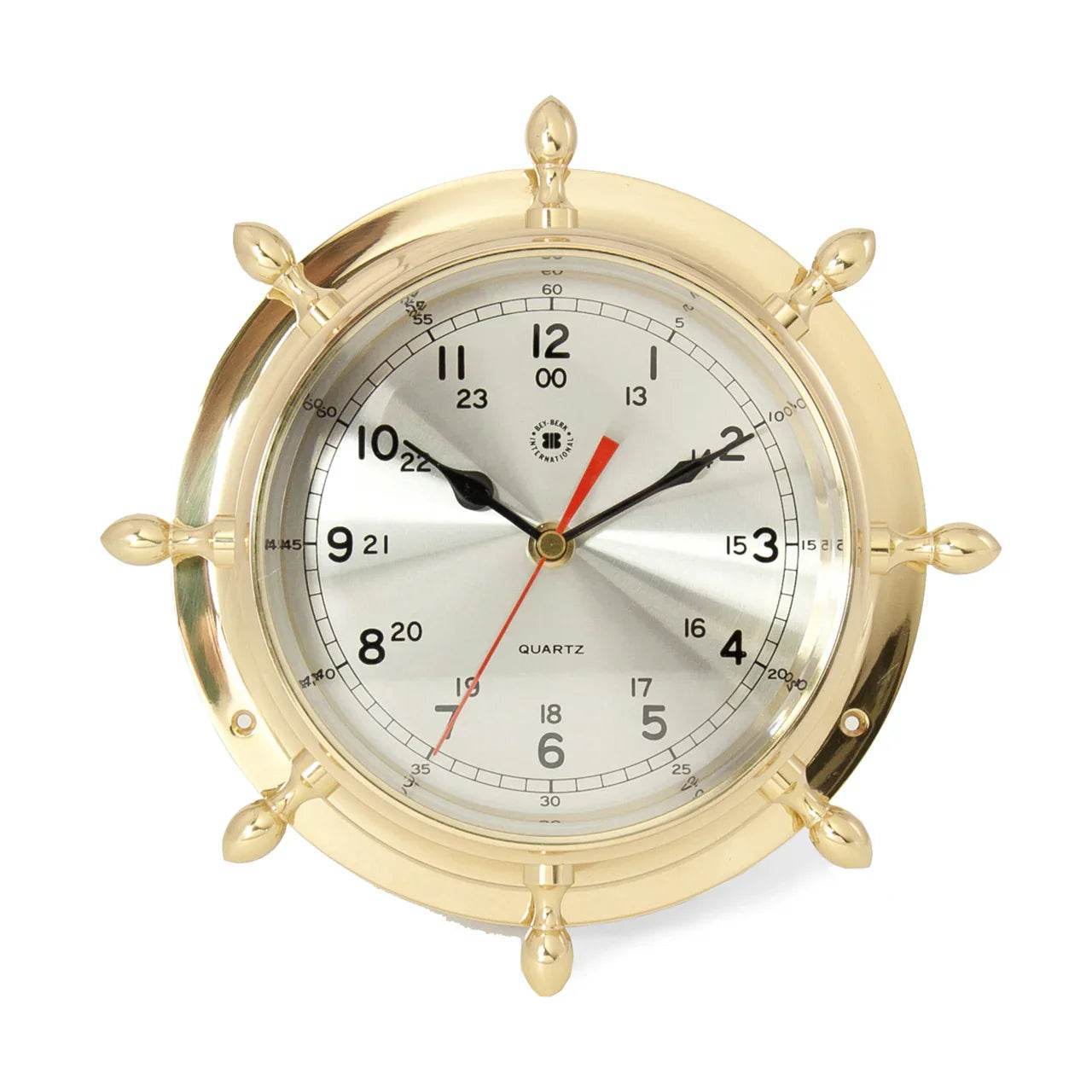 Nautical Ship's Wheel Clock in Brass – Delamere Design